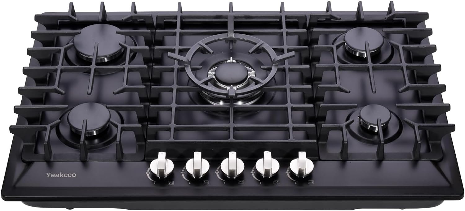 30 Inch Gas Cooktop, Built-in 5 Burners Stainless Steel Gas Stovetop ...