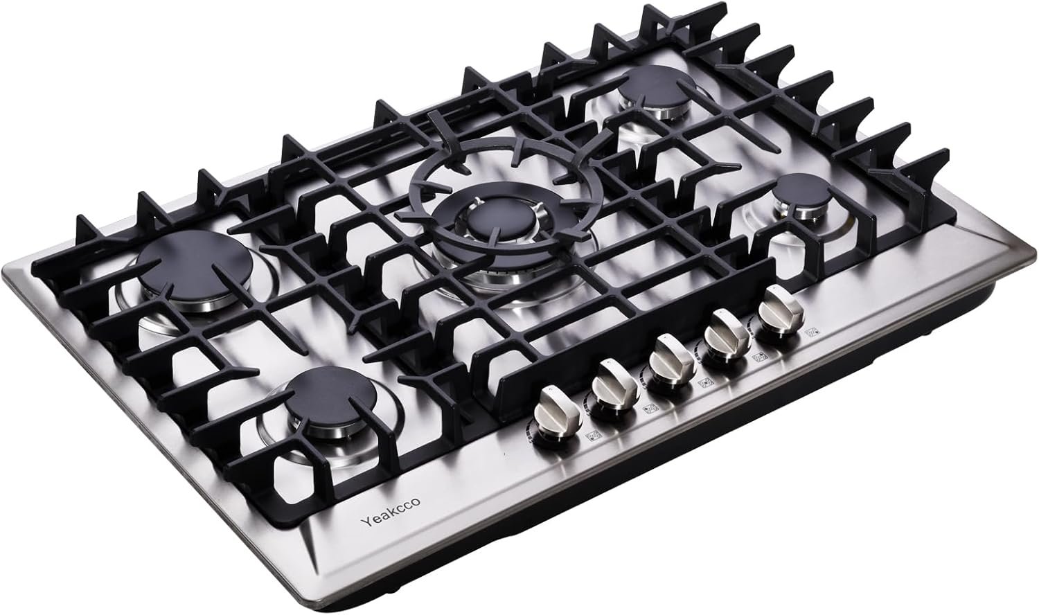 30 Inch Gas Cooktop, Built-in 5 Burners Stainless Steel Gas Stovetop ...