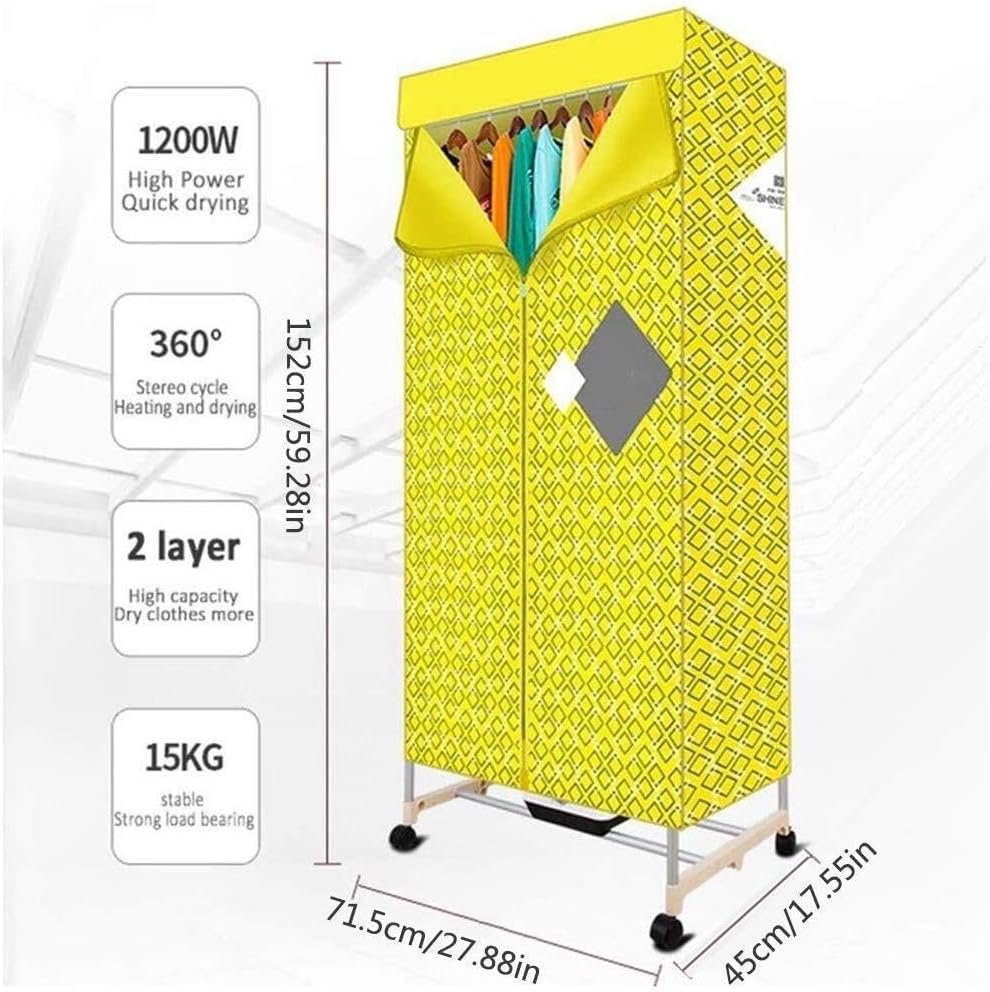 1200W Portable Clothes Dryer, Electric Folding Drying Rack with Heater ...